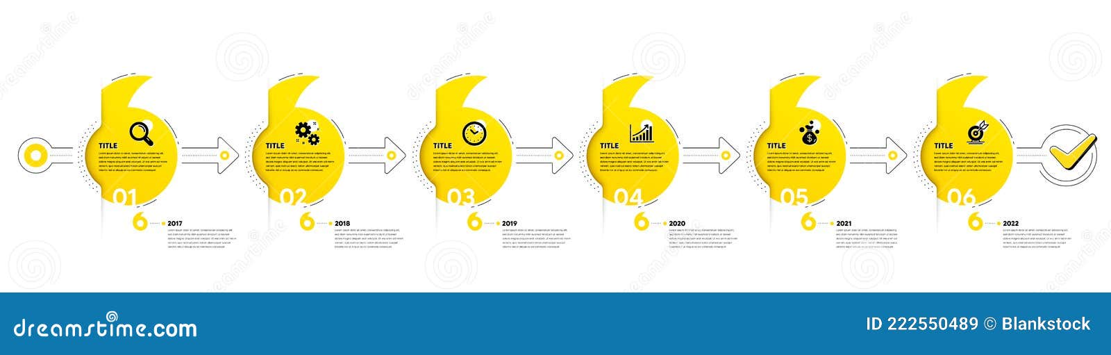 Business Infographic 6 Steps Timeline. Workflow Process with Research ...