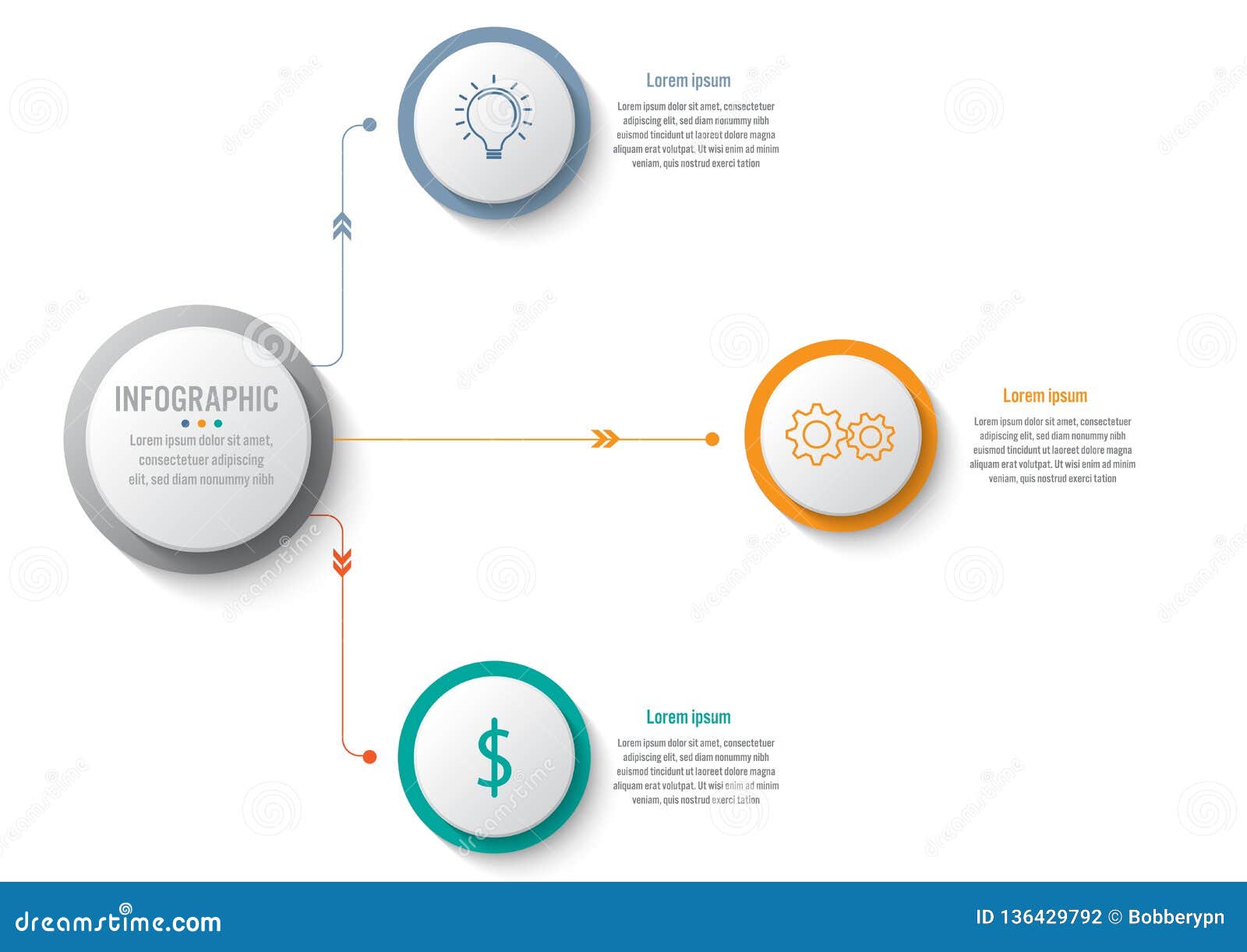 Business Infographic Template with 3 Options Circular Shape, Abstract ...