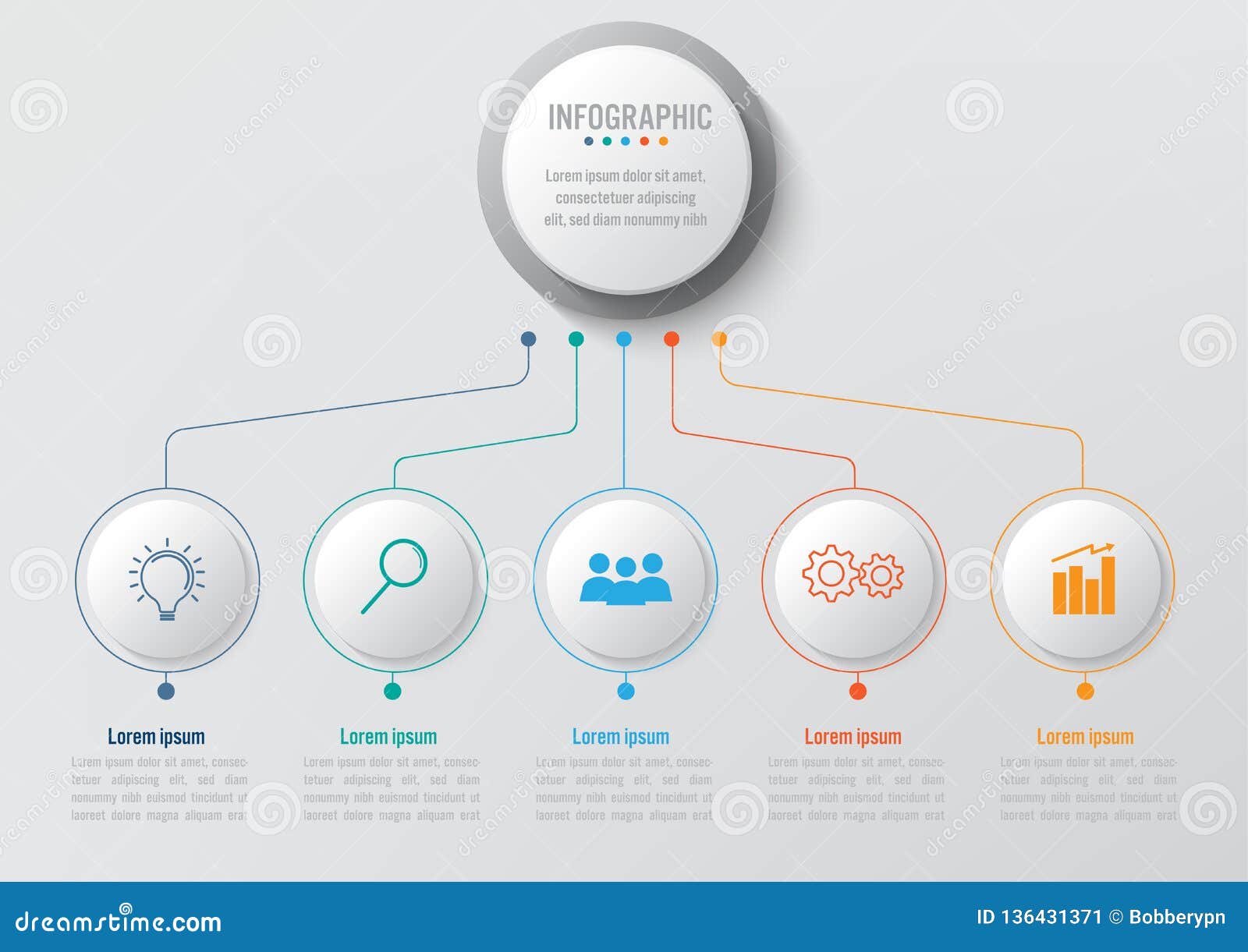 Business Infographic Template with 5 Options Circular Shape, Abstract ...
