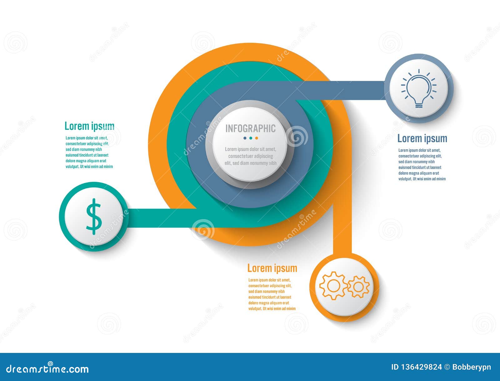 Business Infographic Template with 3 Options Target Shape, Abstract ...