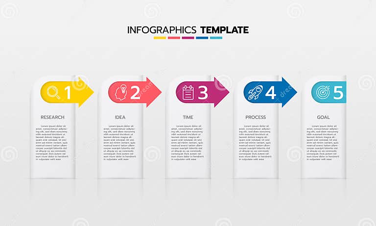 Business Infographic Template Process with Simple Geometry Square ...