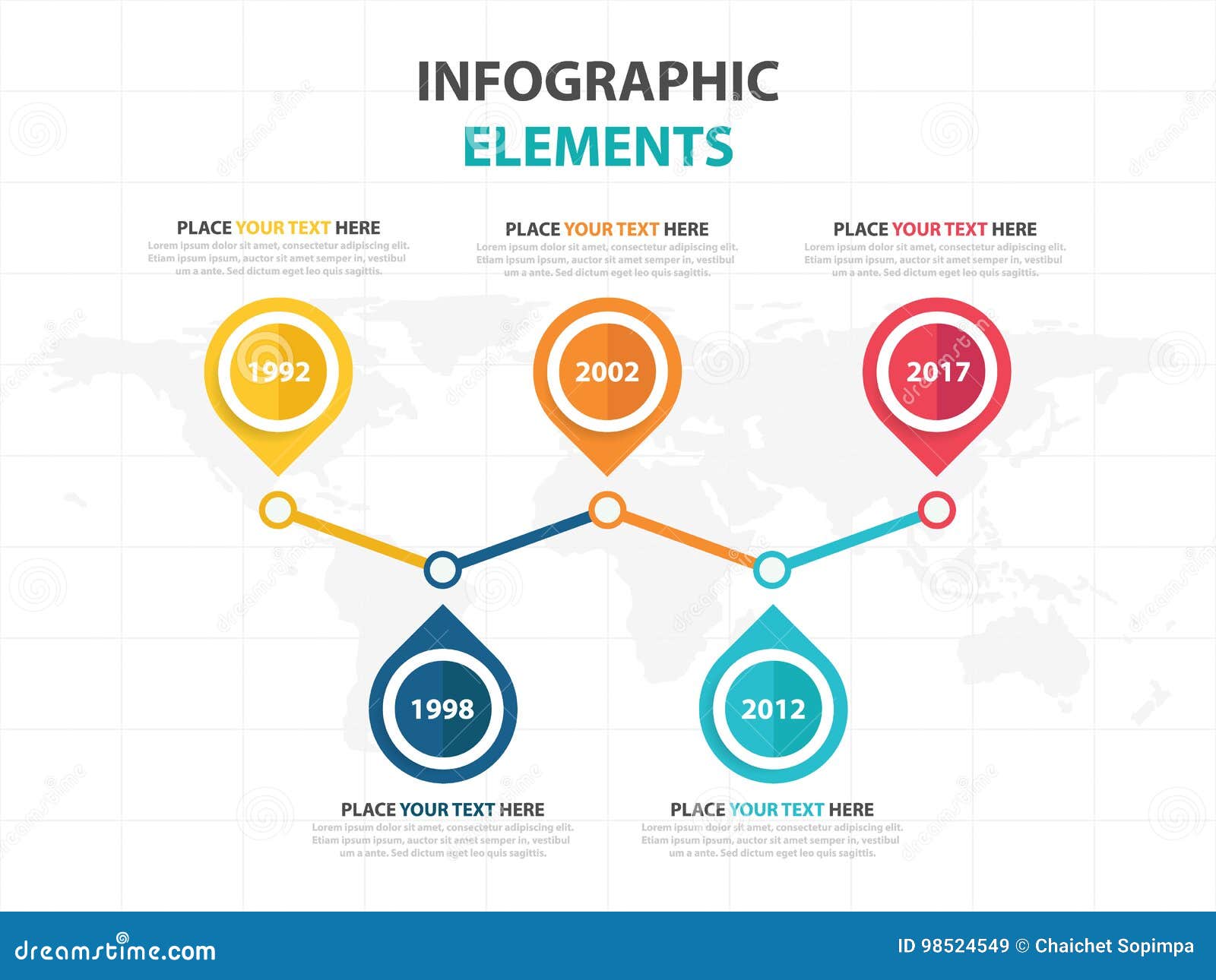 Business Infographic Timeline Process Template, Colorful Banner Text ...