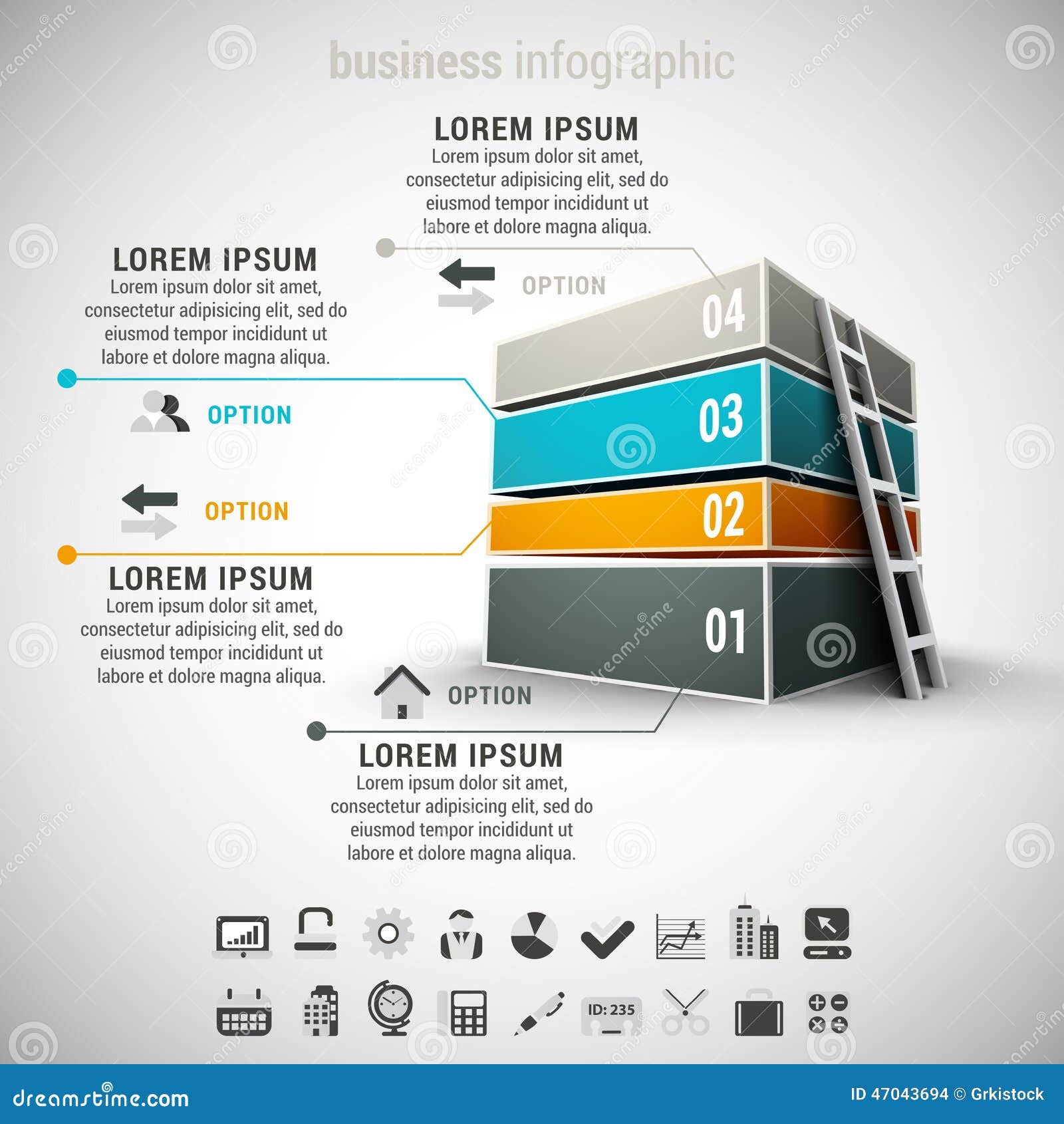 Business Infographic Concept Colored Hexagon Blocks In Flat Style ...