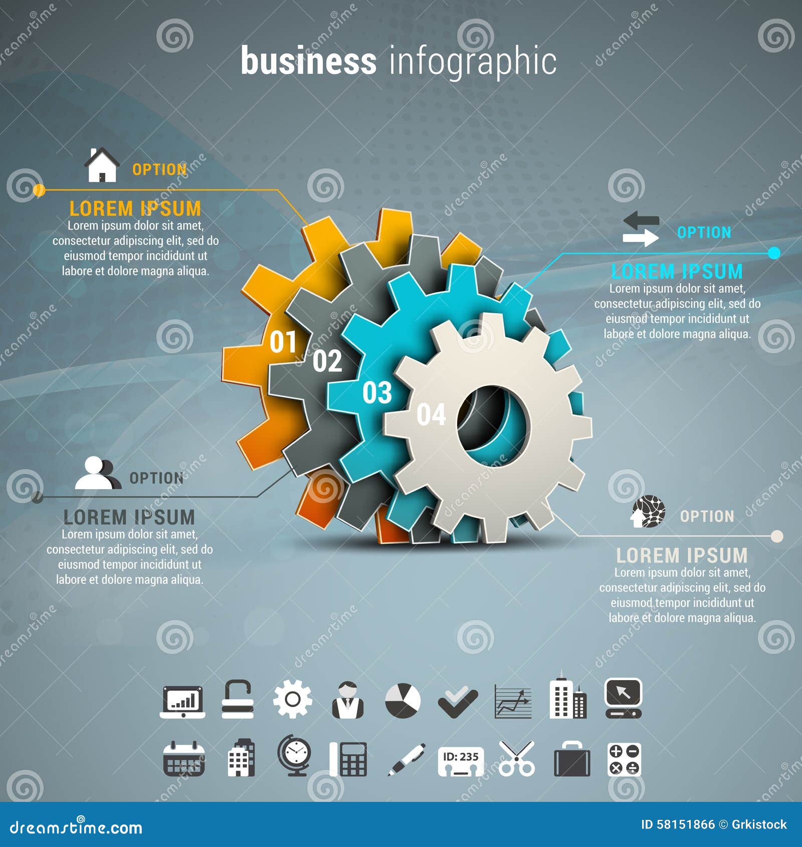 Business infographic stock vector. Illustration of gears - 58151866