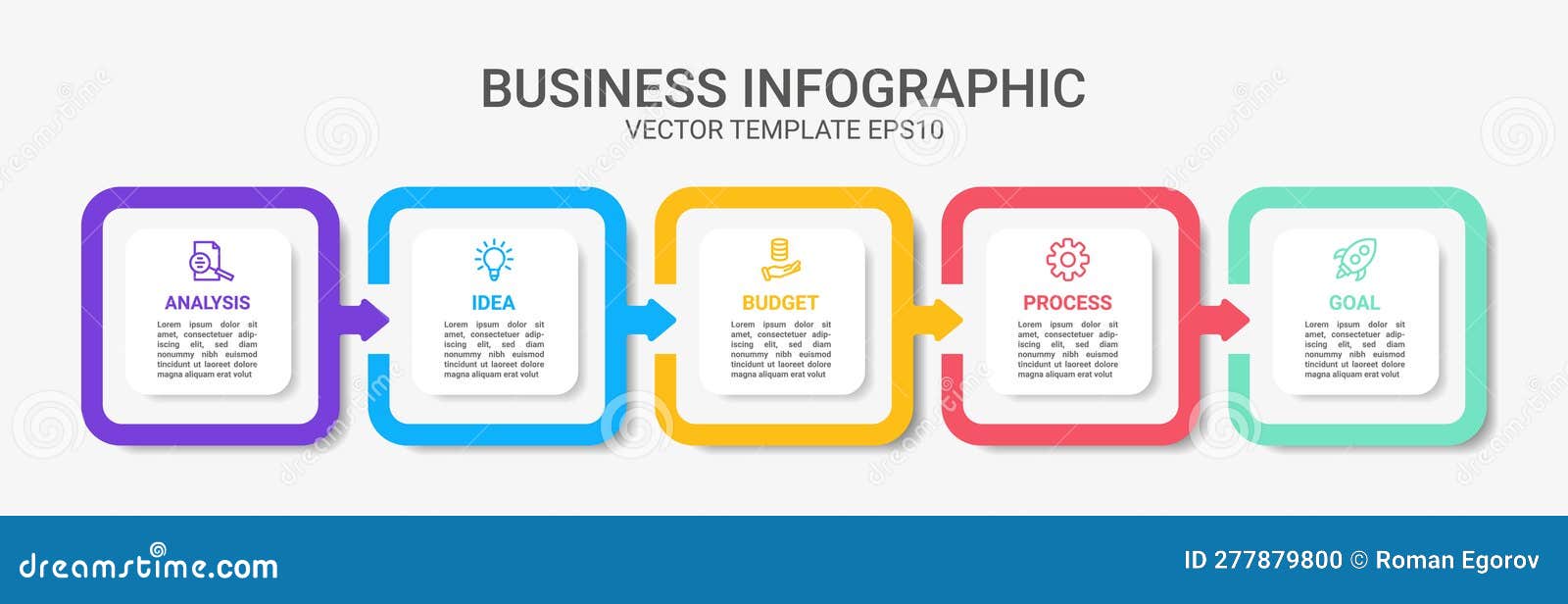 Business Infographic. Work Process. 5 Steps in Diagram. Flow Chart ...