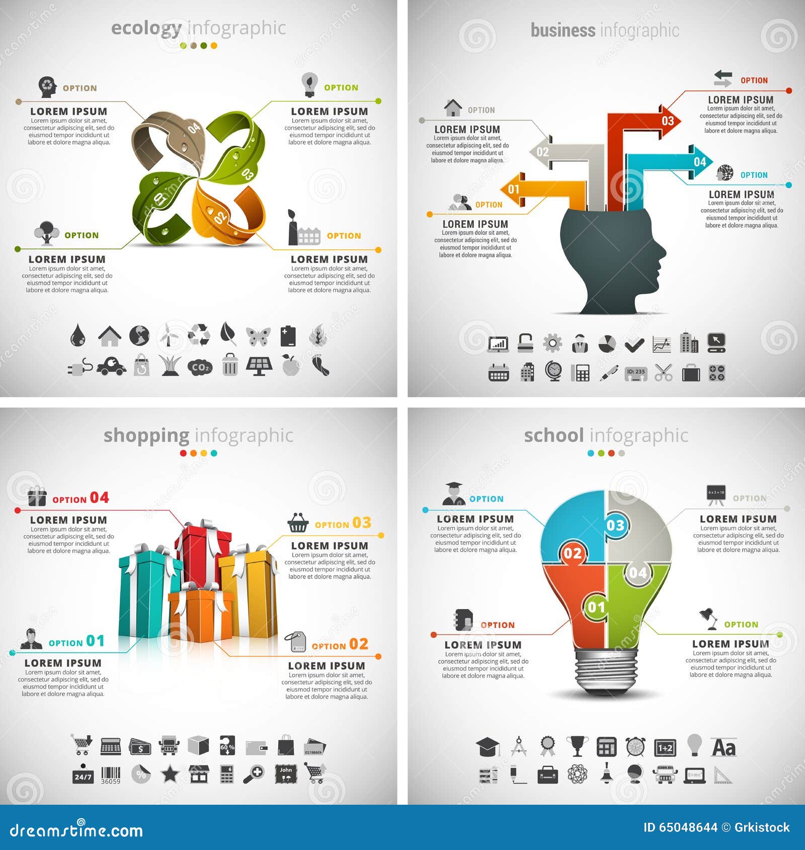 4 in 1 Business Infographics Bundle Stock Vector - Illustration of ...