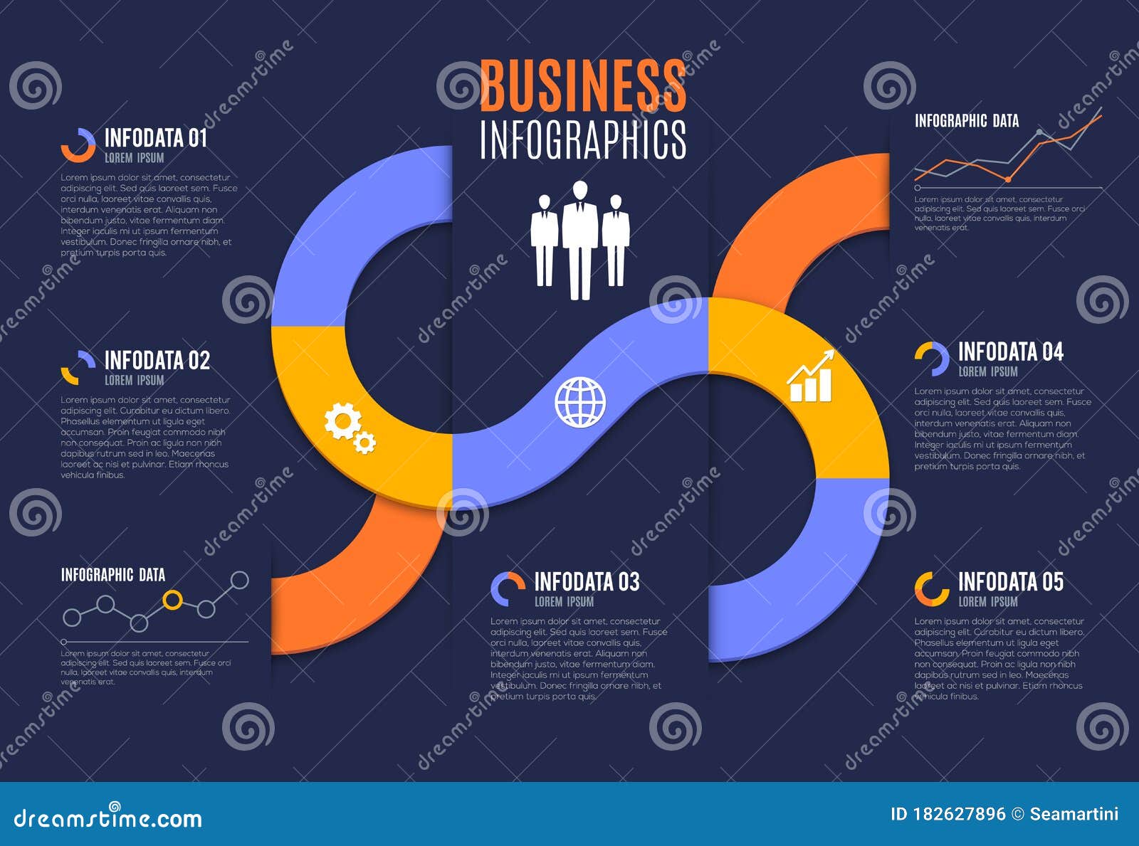 Business Infographics with Charts and Graphs Stock Vector ...