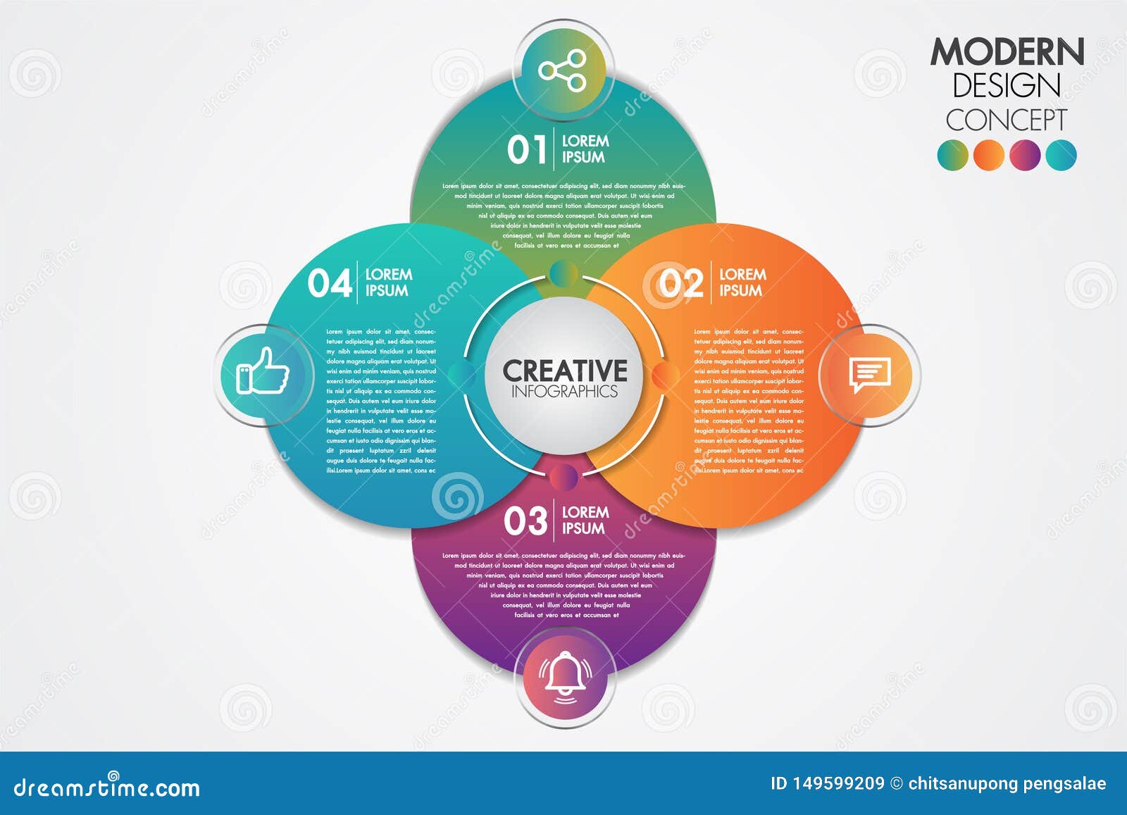 Business Infographics Element.Circle Chart Template Chart with 4 Steps ...