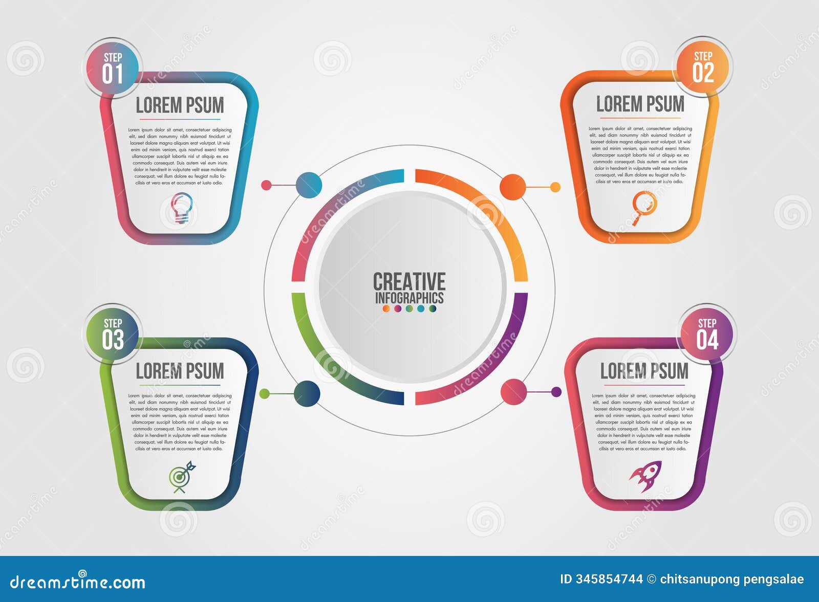 Business Infographics Element.Circle Chart Template Chart with 4 Steps ...