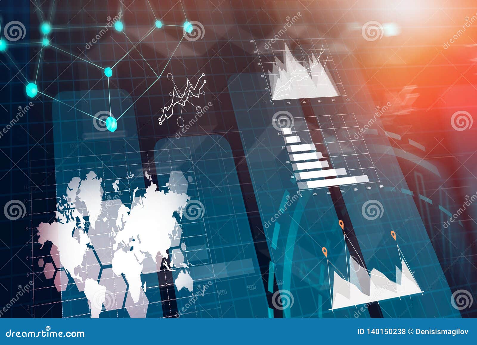 Glowing Hi Tech World Map 3d Illustration Photos - Free & Royalty-Free ...