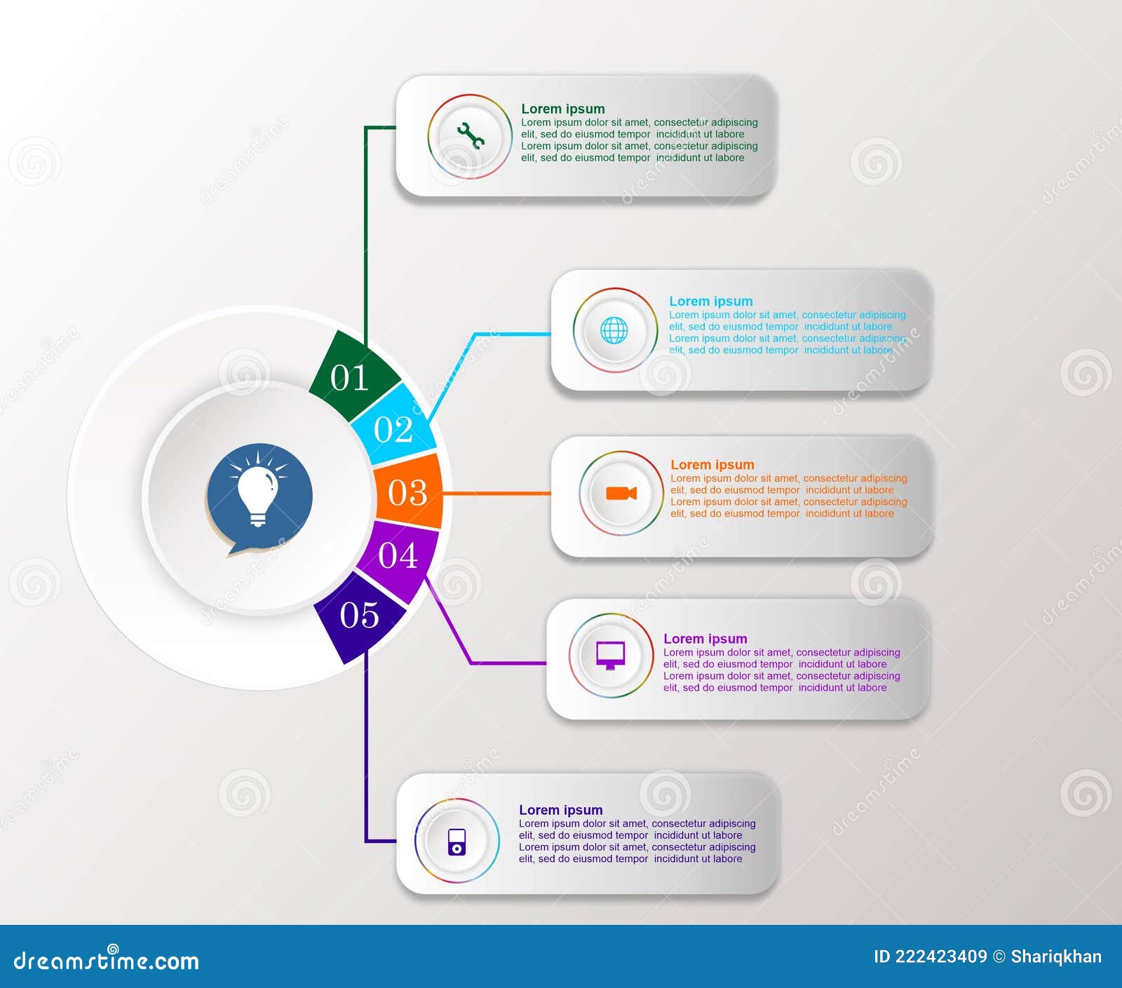 Business Infographics Modern Theme Template with Text Placeholders and ...