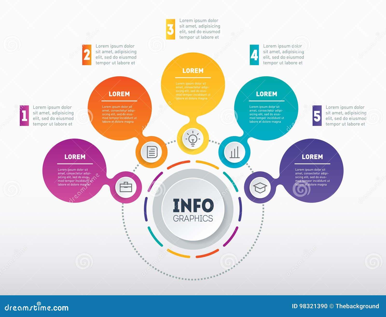 Business Infographics or Presentation with 5 Options. Vector Dynamic ...