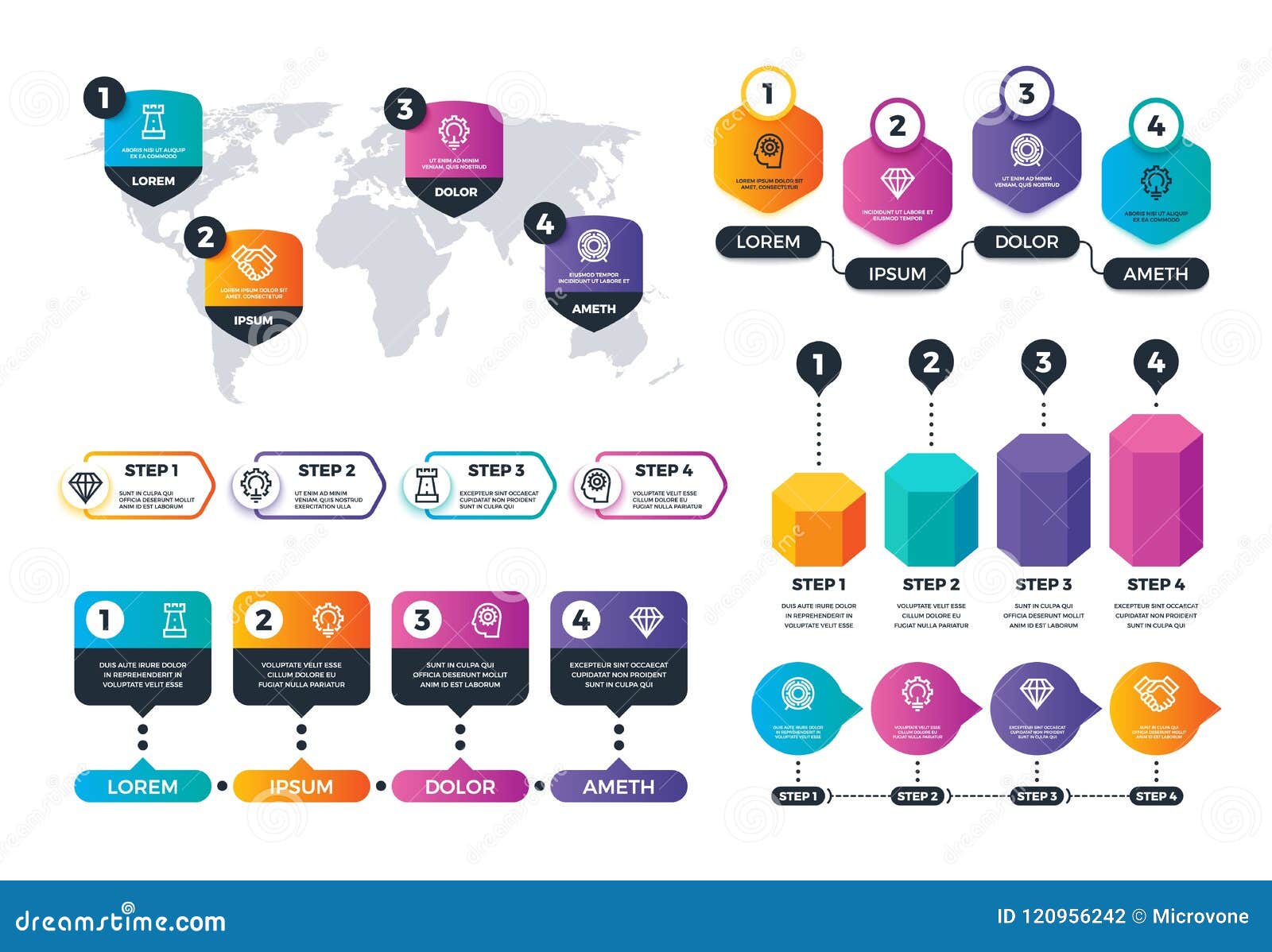 Business Infographics. Status Structure Elements, Target Group Charts ...