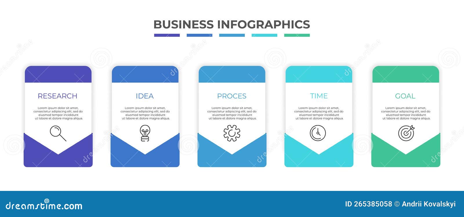 Business Infographics 5 Step Concept. Visualisation Business Process ...