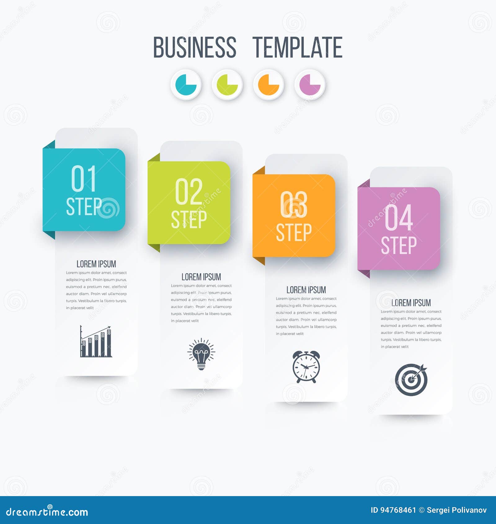 Business Infographics Template 4 Steps with Square Stock Vector ...
