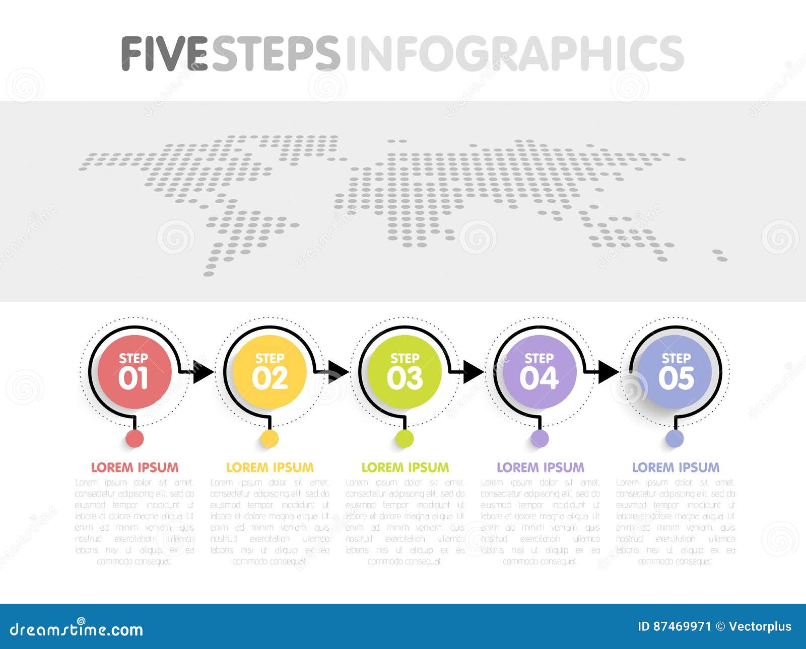 Business Infographics Template. Timeline with 5 Circle Arrow Steps ...