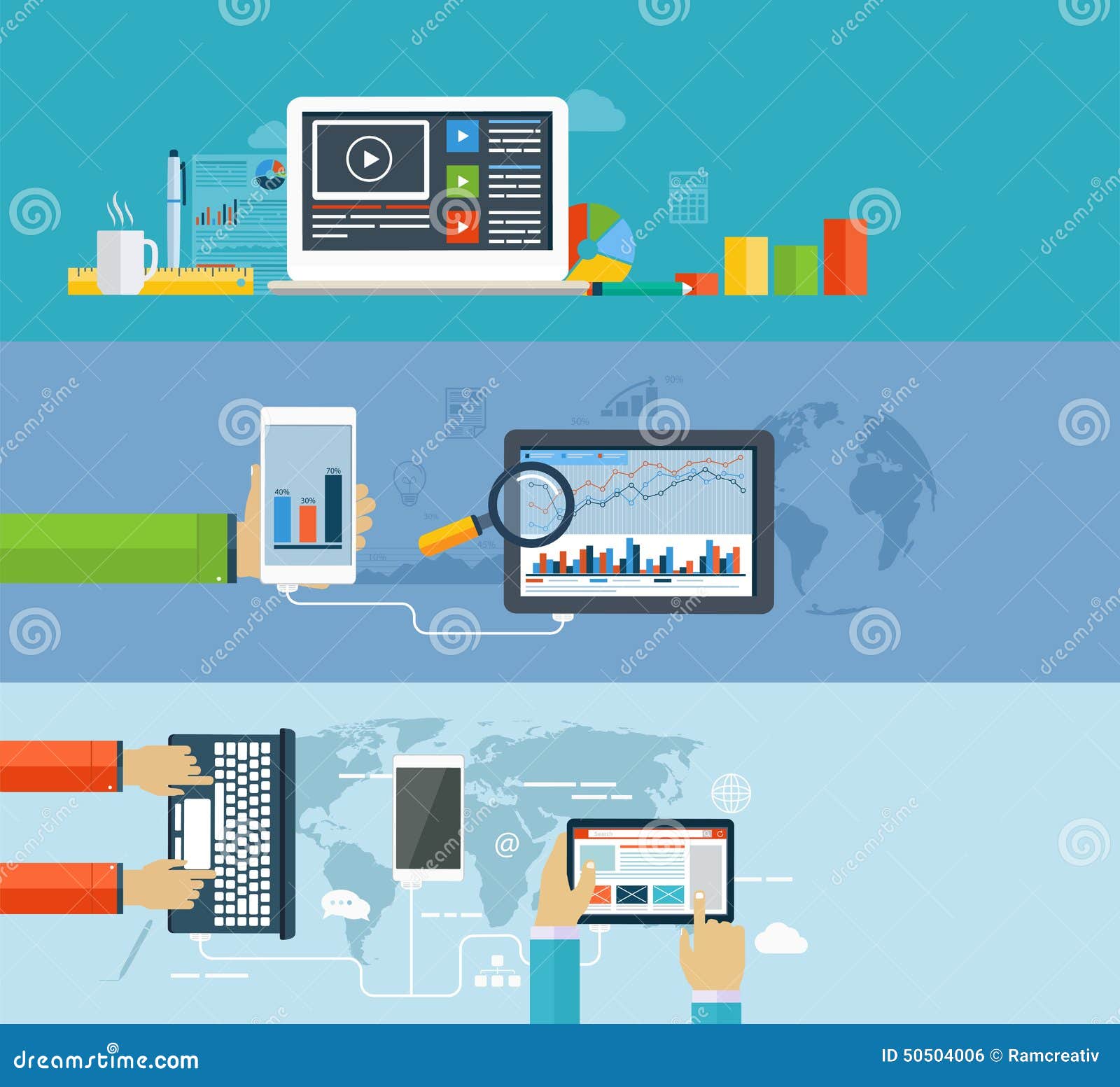 Business Infographics by Using Modern of Digital Devices Stock Vector ...