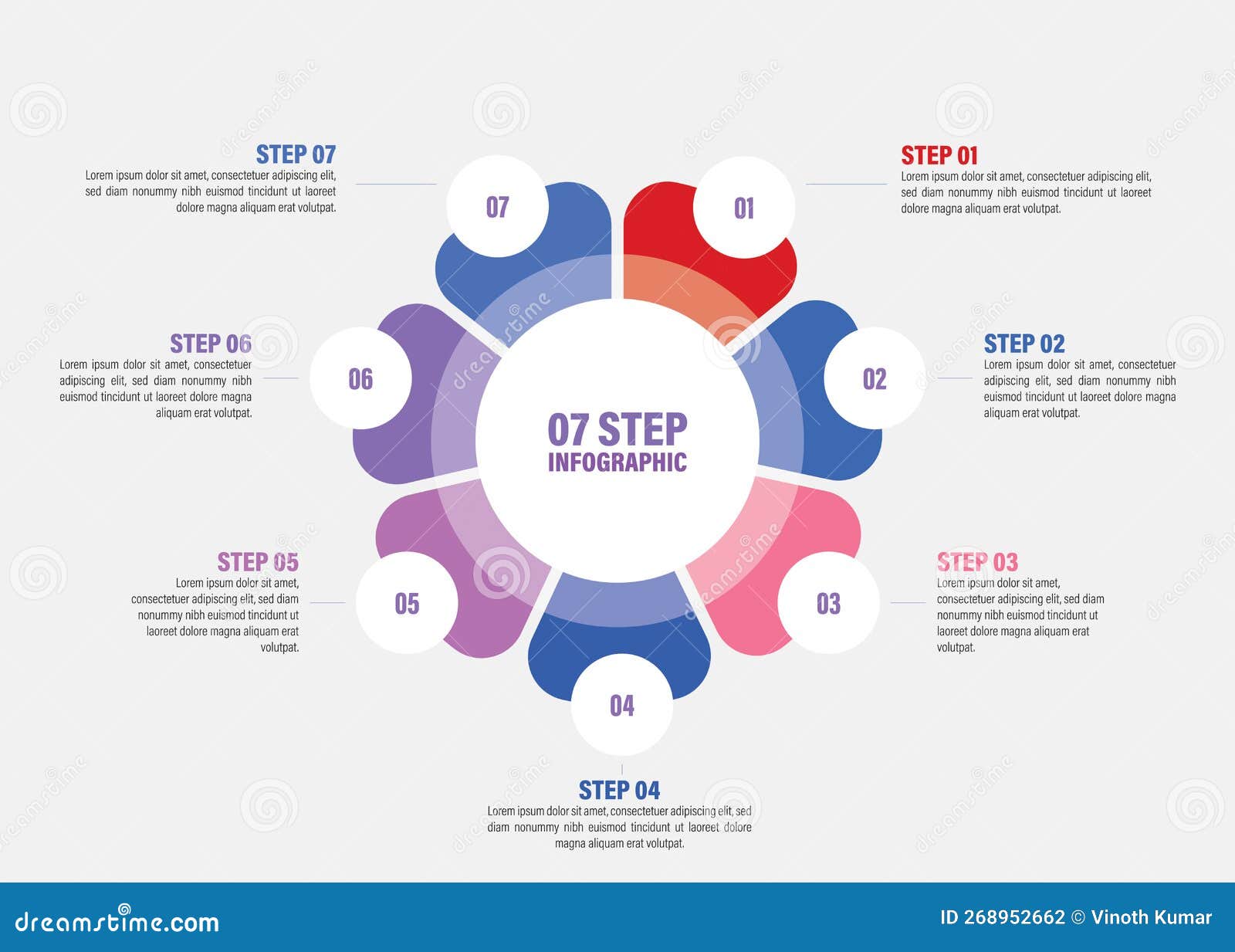 Business Infographics. Vector Flower Chart with 5, 6, 7, 8, 9, 10 Steps ...