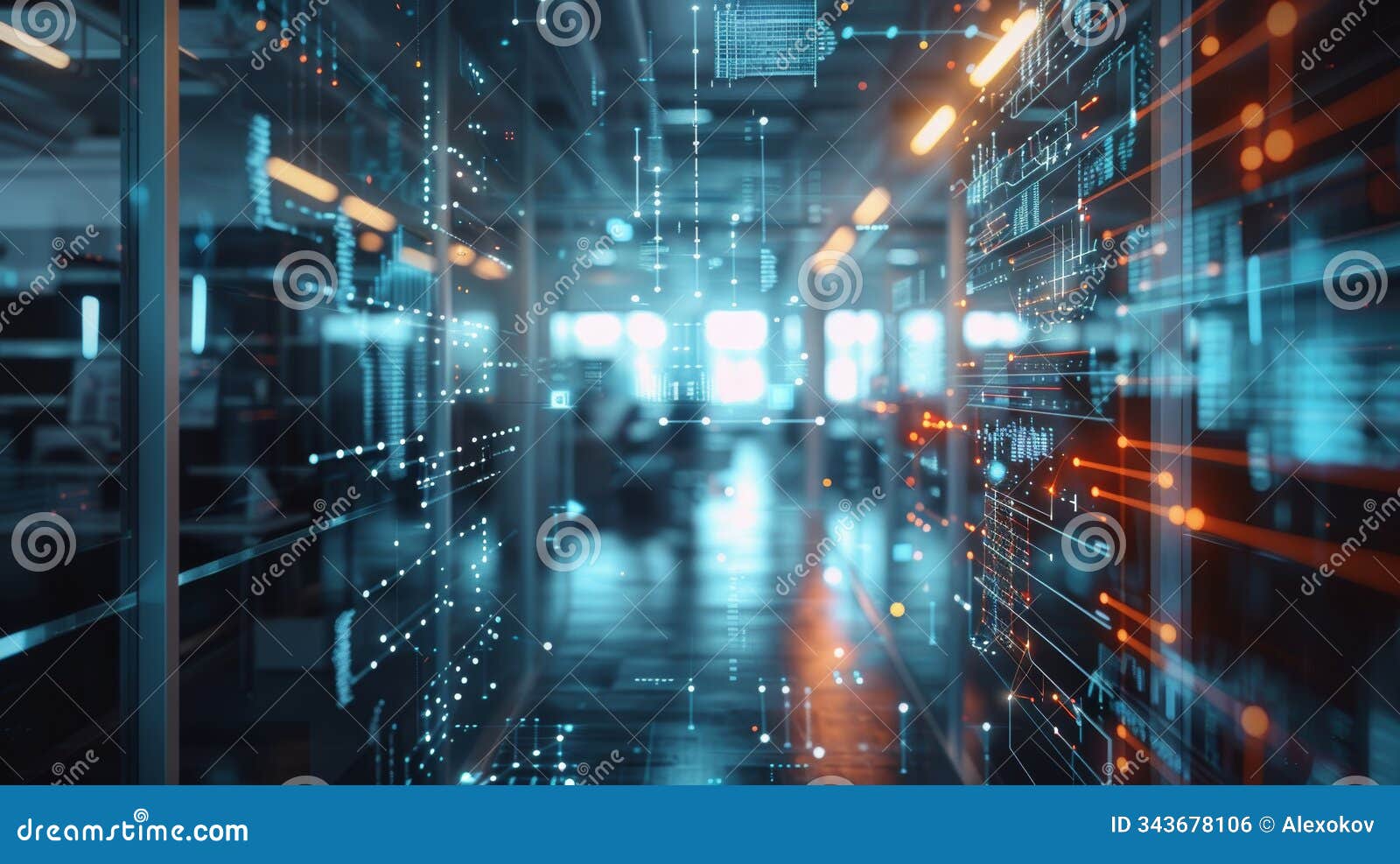 Business Infrastructure Diagram in Modern Office Generative AI Stock ...