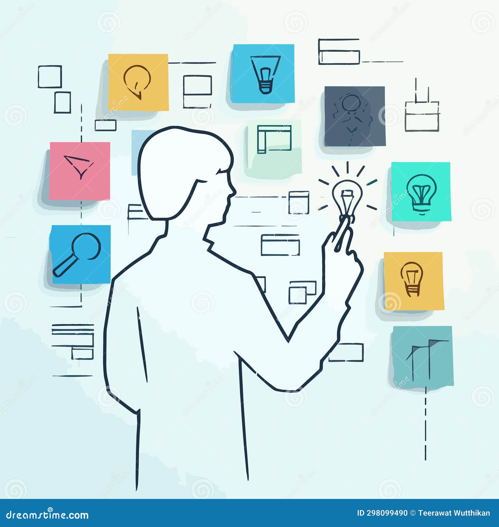 Concept of Brainstorming or Creative Thinking. Stock Illustration ...