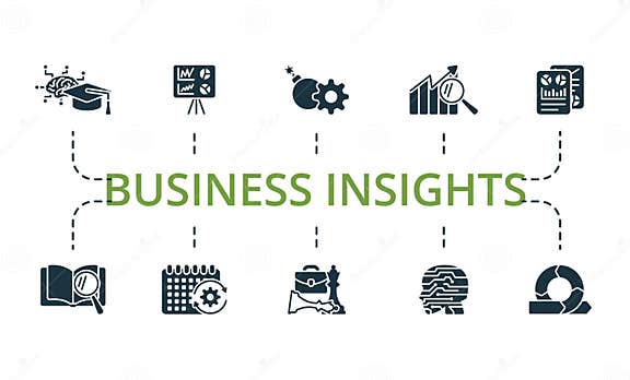 Business Insights Icon Set. Monochrome Simple Business Insights Icon ...