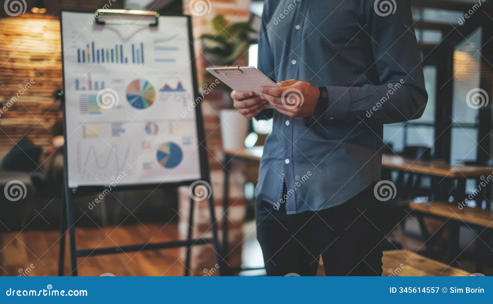 Business Instructor Using a Flip Chart during Stock Illustration ...