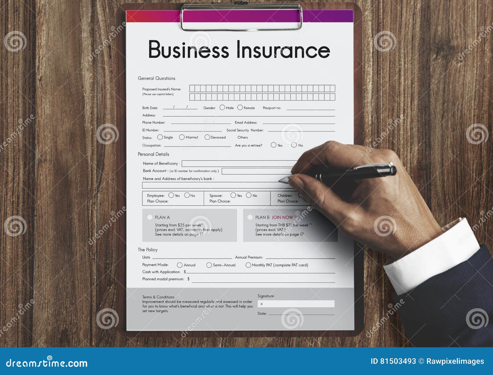 Business Insurance Benefit Document Concept Stock Image - Image of ...