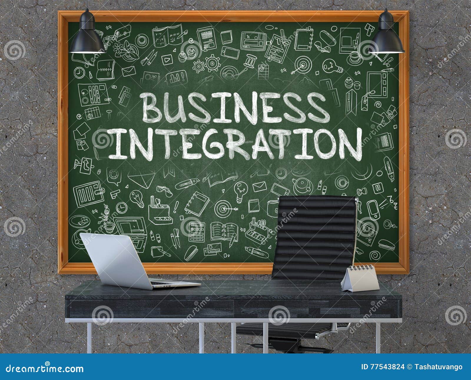 Business Integration - Hand Drawn on Green Chalkboard. 3D. Stock Photo ...