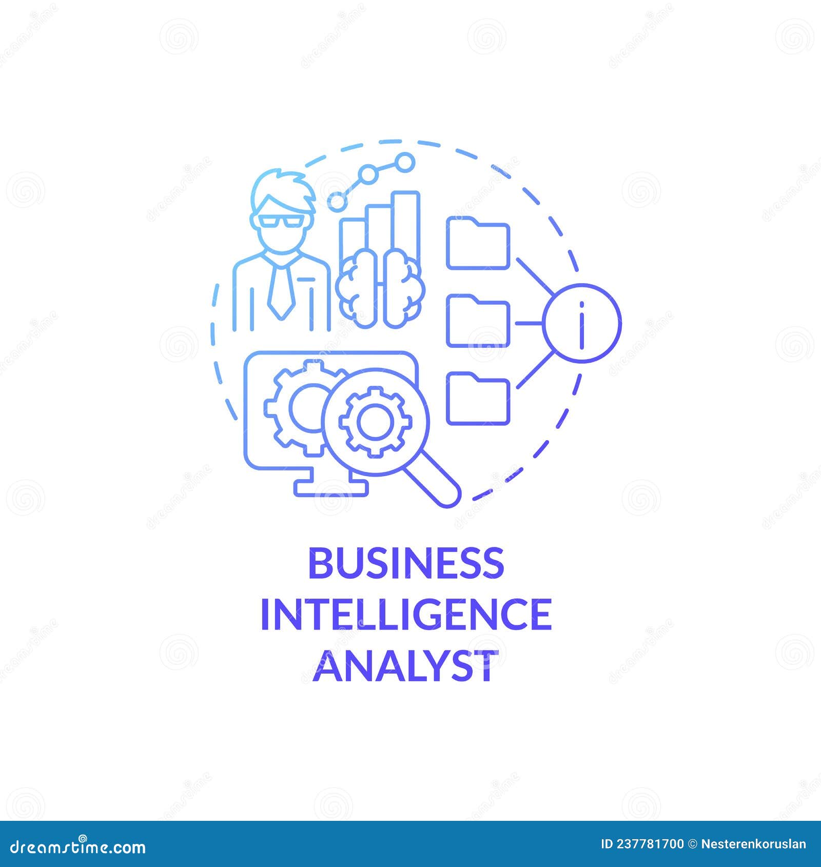 Business Intelligence Analyst Blue Gradient Concept Icon Stock Vector ...