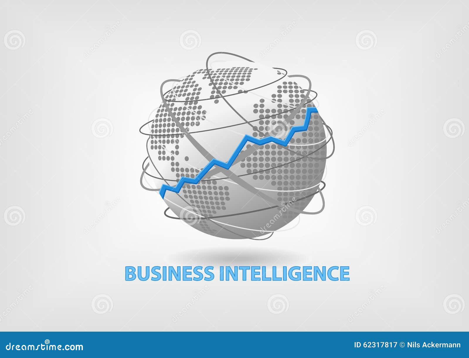Business Intelligence (BI) Concept Illustration with World Map Stock ...