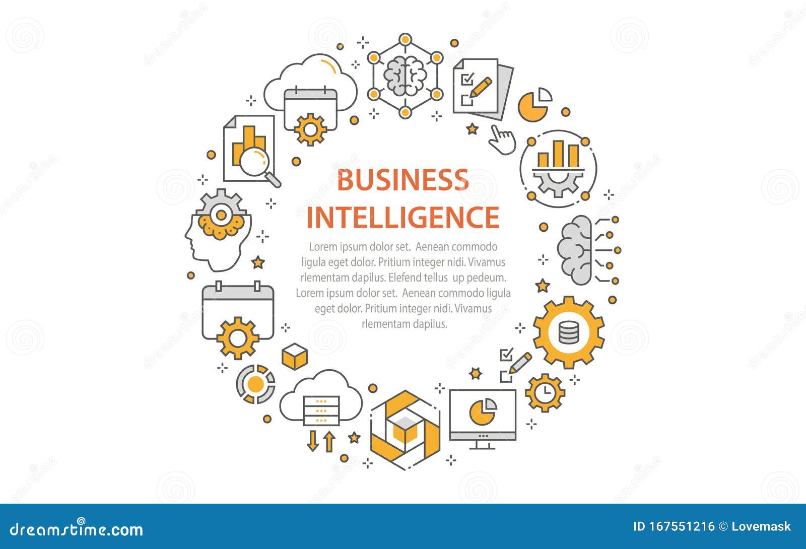 Business Intelligence Circle Template Icons. Vector Illustrations Stock ...
