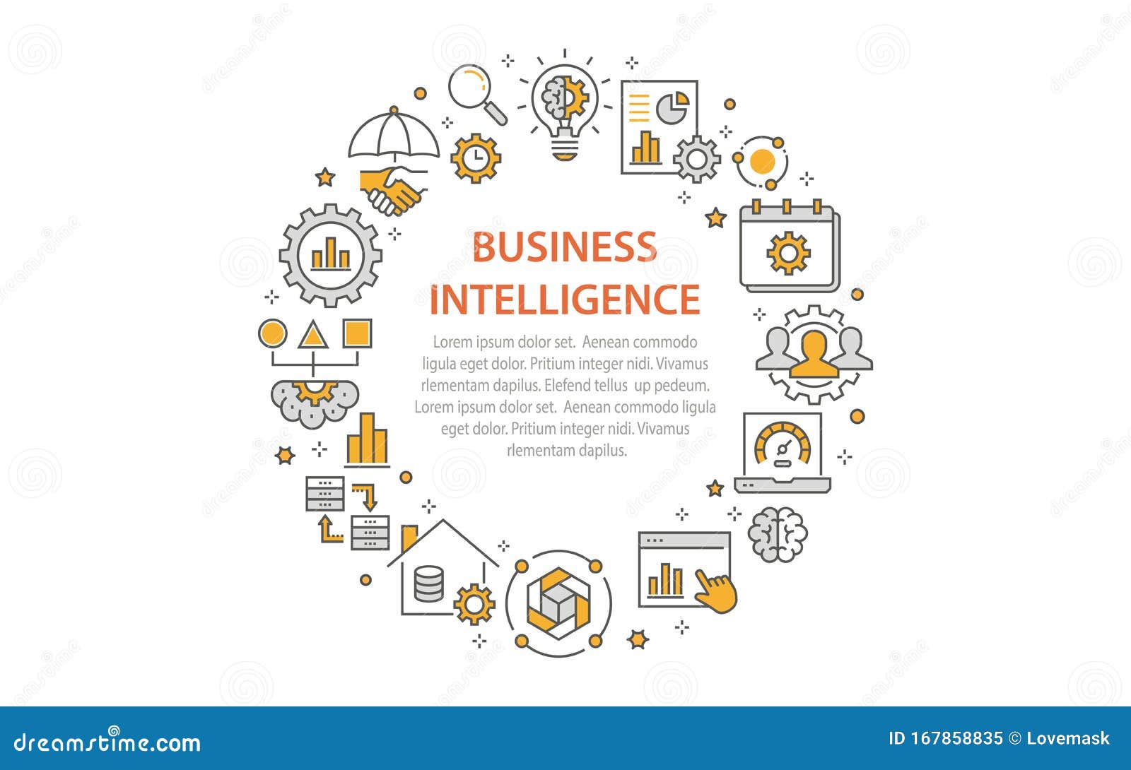 Business Intelligence Circle Template Icons. Vector Illustrations Stock ...