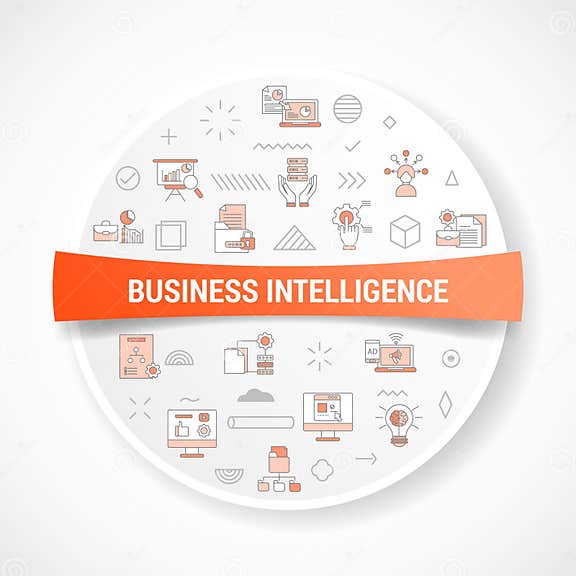 Business Intelligence Concept with Icon Concept with Round or Circle ...