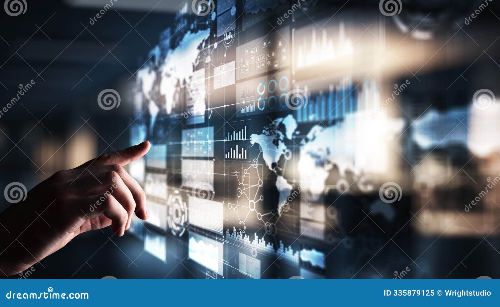 Business Intelligence Dashboard with Graph and Icons. Big Data. Trading ...