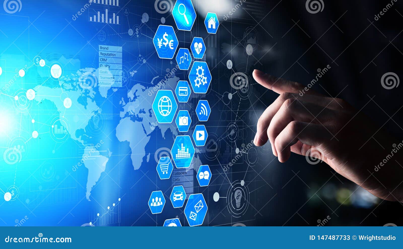 Business Intelligence, Data Analysis Dashboard with Icons Charts and ...