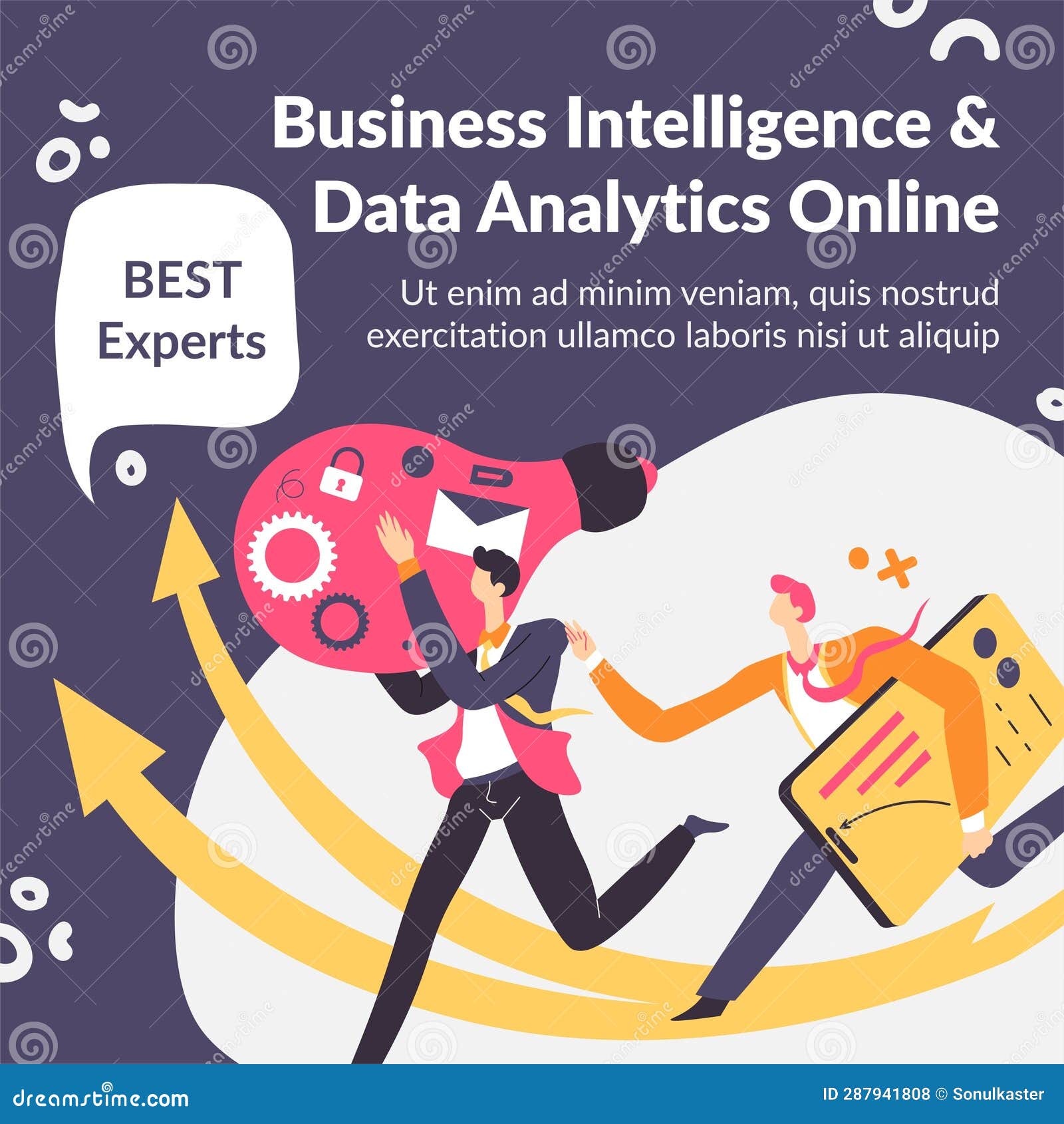 Business Intelligence and Data Analytics Online Stock Illustration - Illustration of business ...