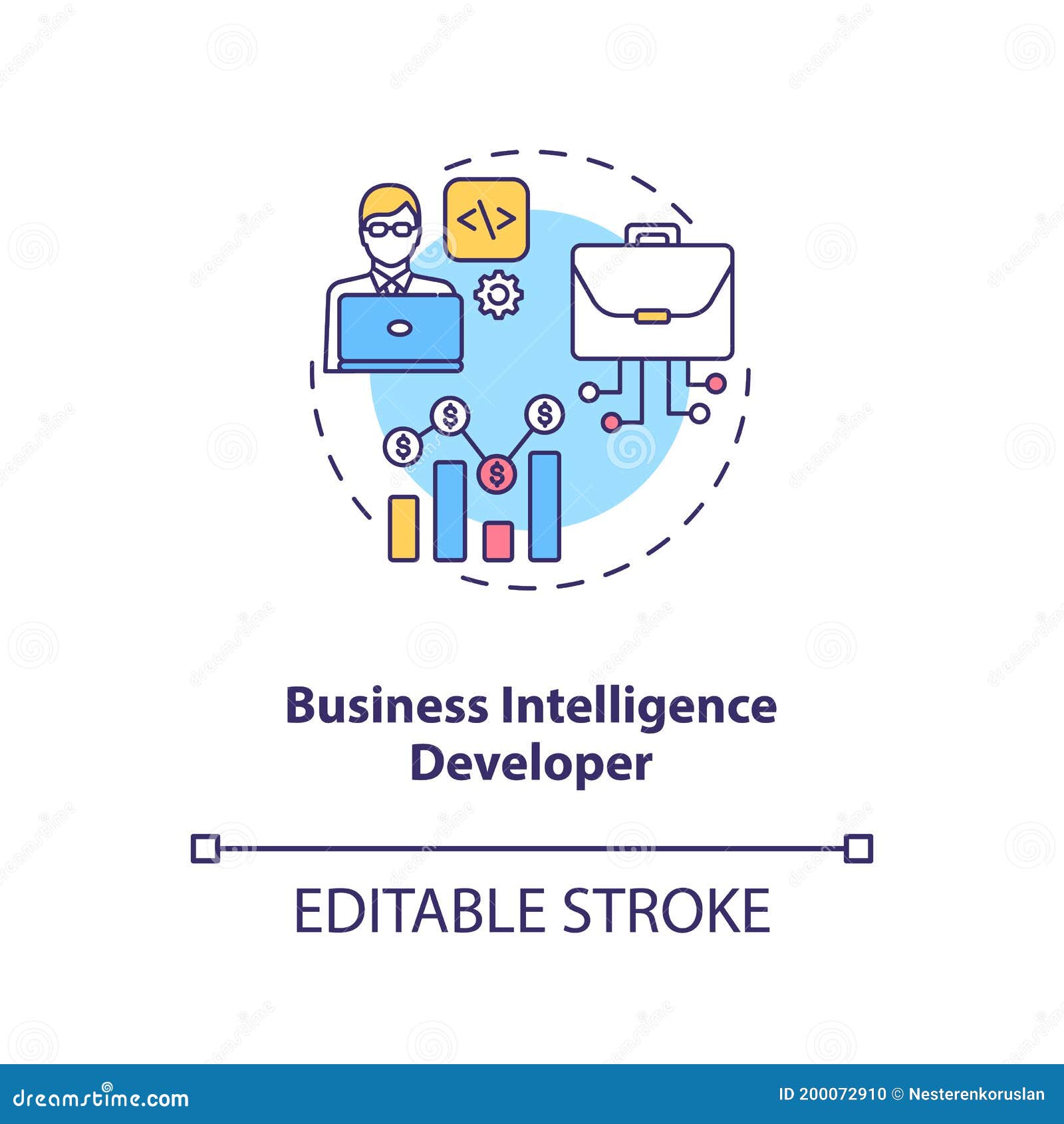 Business Intelligence Developer Concept Icon Stock Vector ...