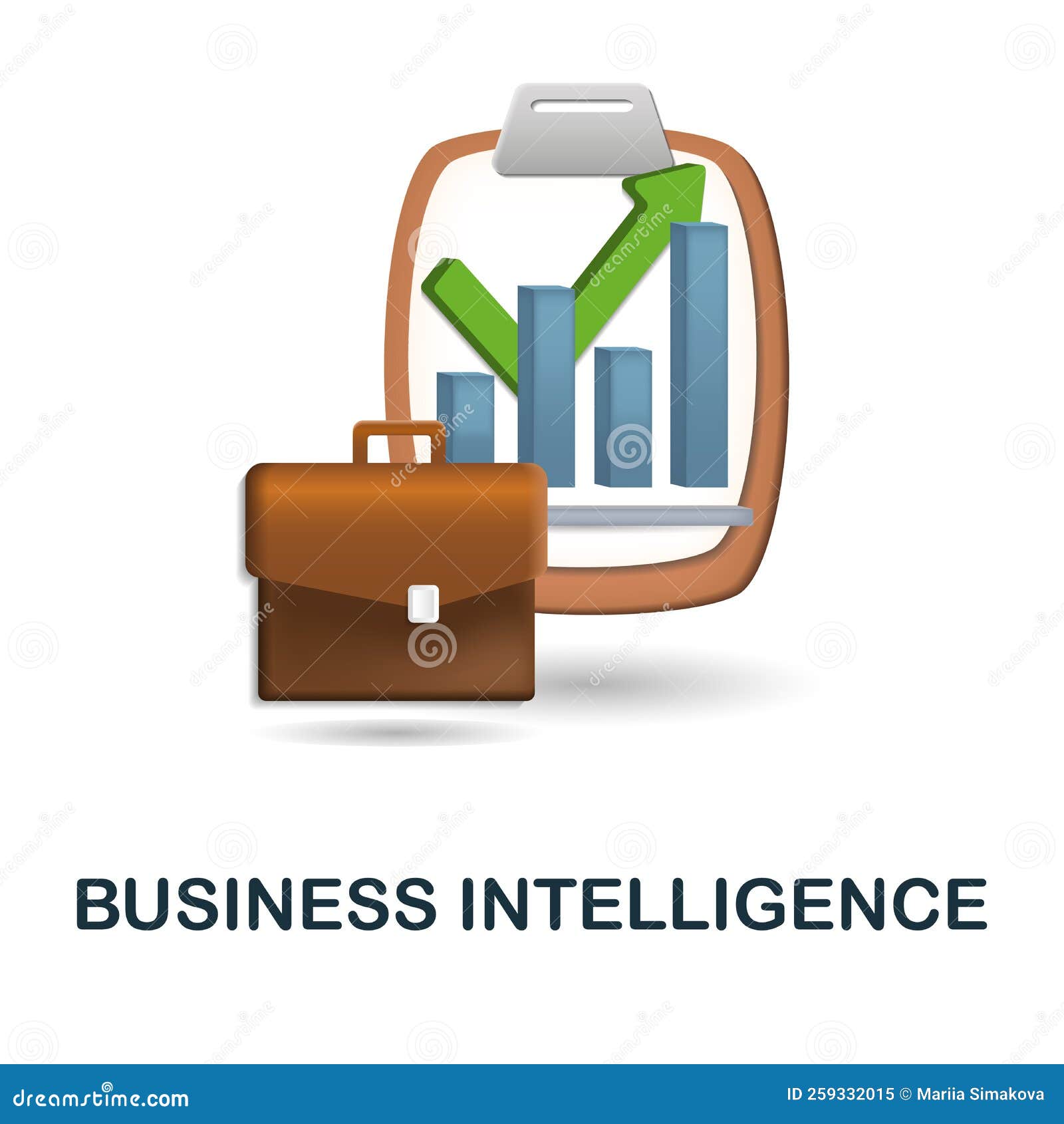 Business Intelligence Icon. 3d Illustration from Digitalization ...