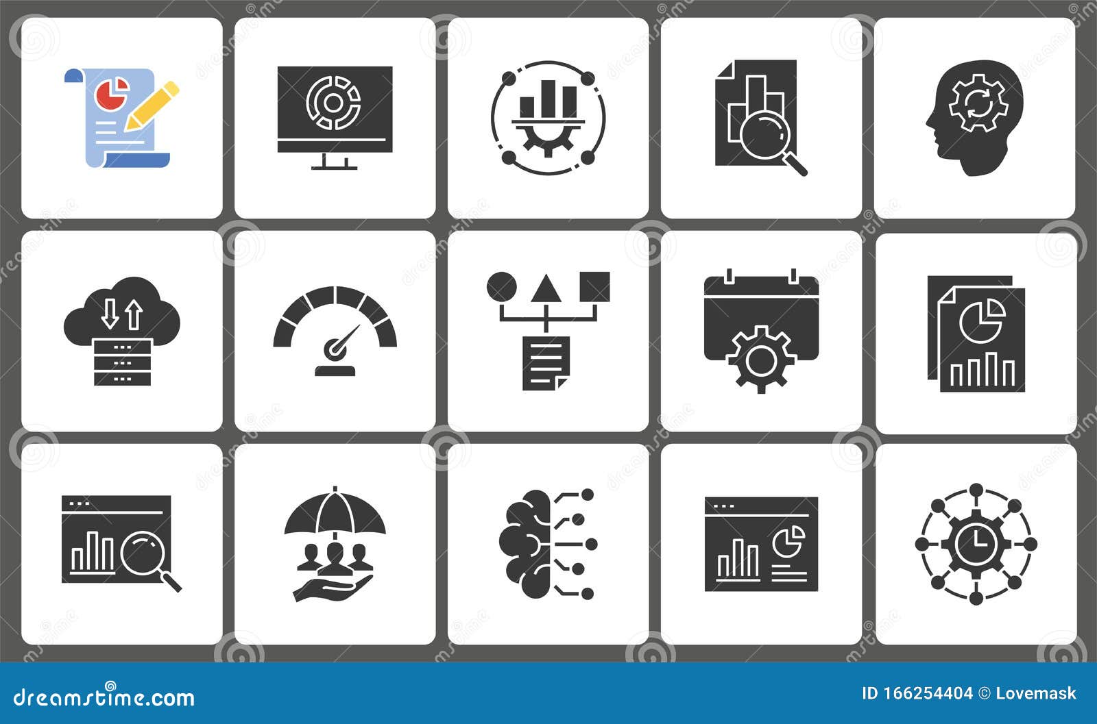 Business Intelligence Icon Set. Illustrations Isolated on White Stock ...