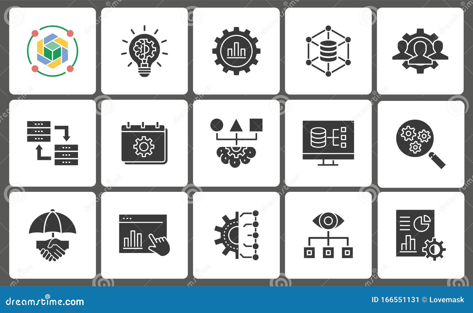 Business Intelligence Icon Set. Illustrations Isolated on White Stock ...