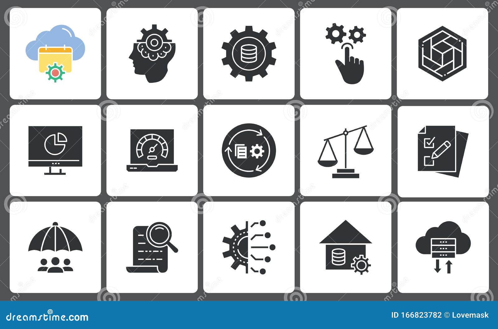 Business Intelligence Icon Set. Illustrations Isolated on White Stock ...