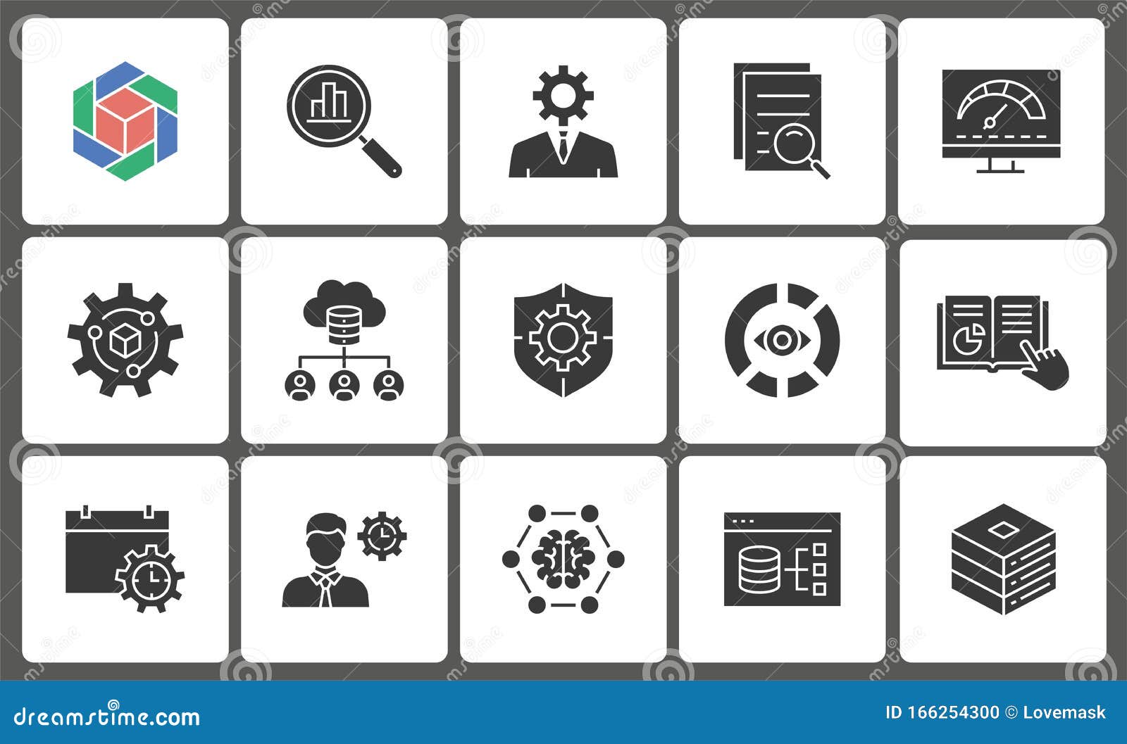 Business Intelligence Icon Set. Illustrations Isolated on White Stock ...