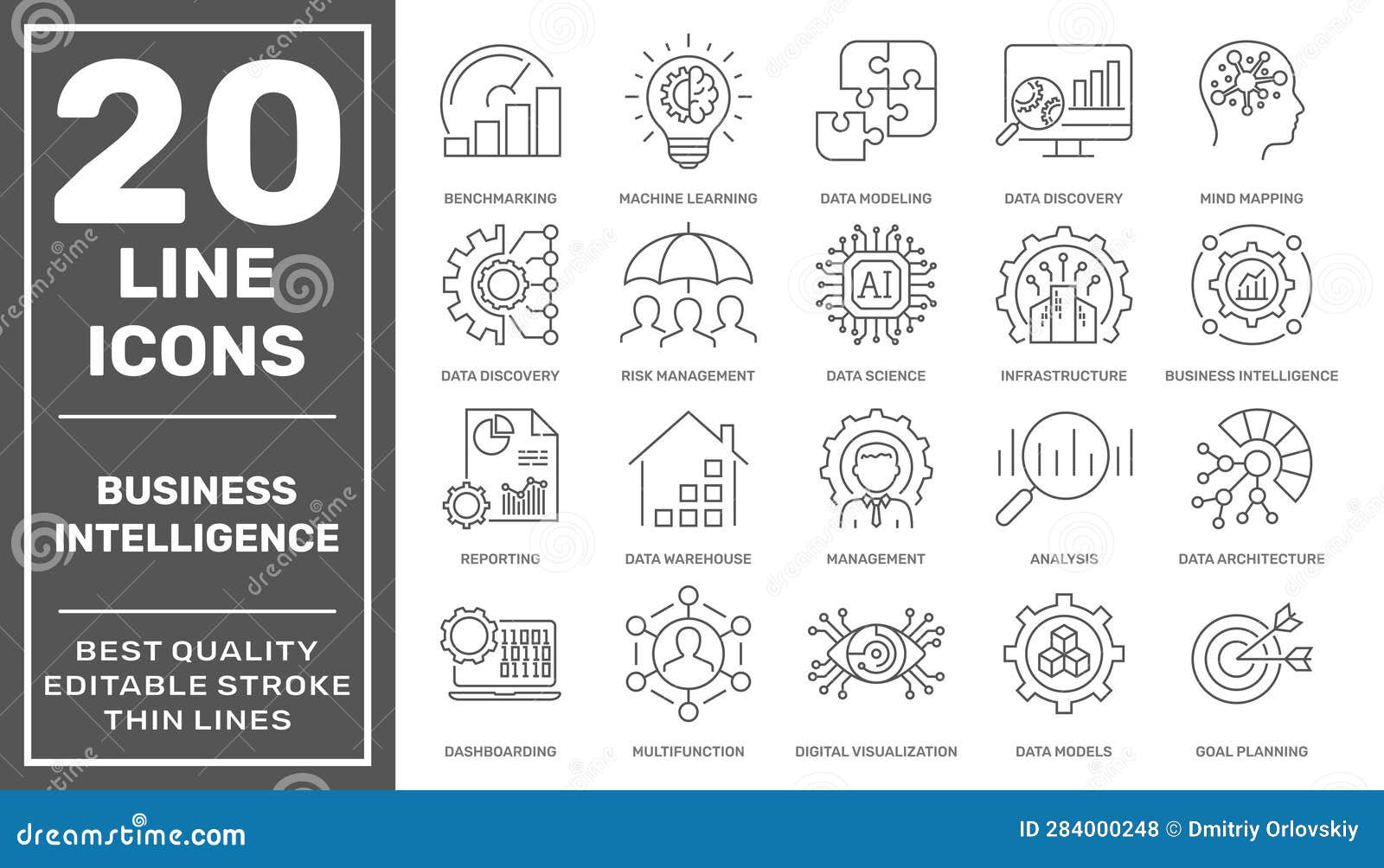 Business Intelligence Icons Set. Different Business Intelligence Tools ...