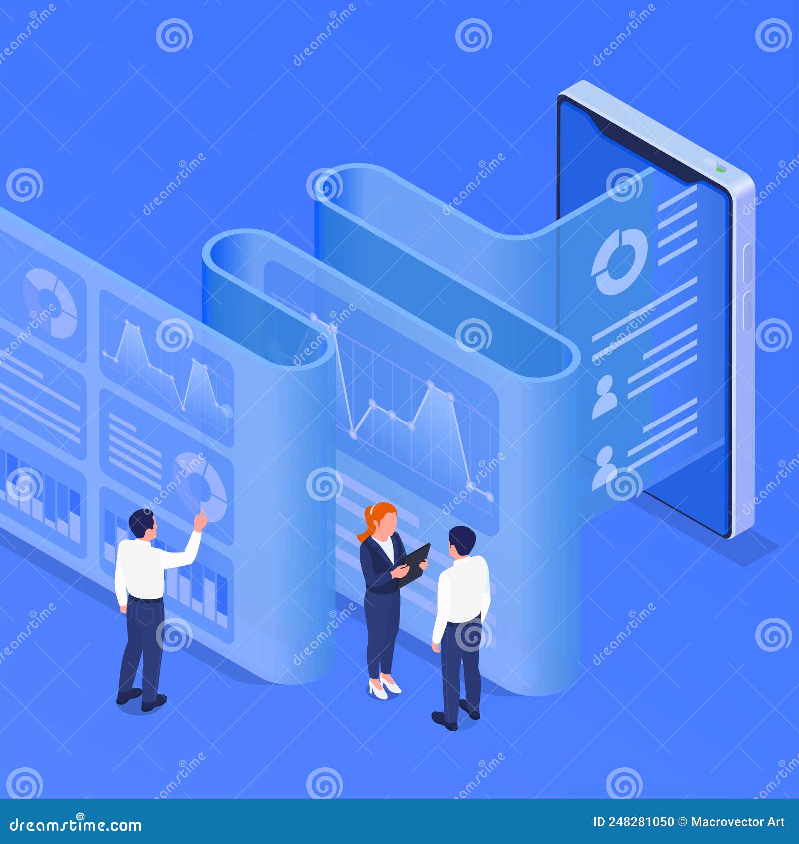 Business Intelligence Isometric Background Stock Vector - Illustration ...