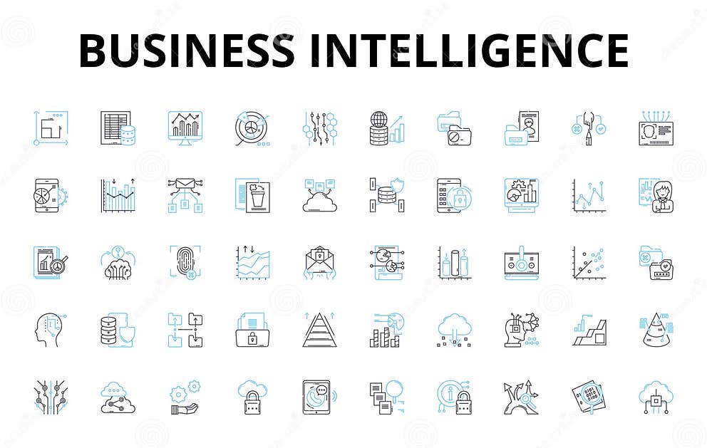 Business Intelligence Linear Icons Set. Analytics, Data, Insights ...