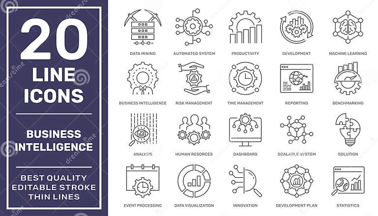 Business Intelligence Related Icons. BI Tools Icons. Business ...