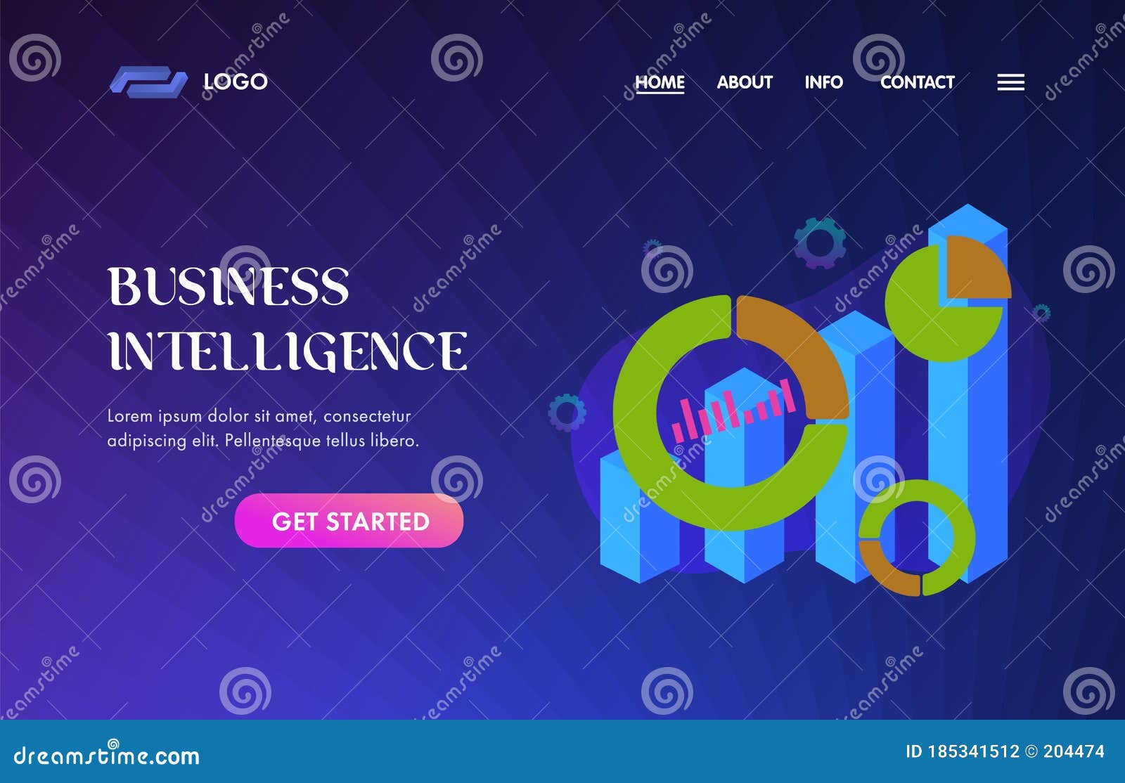 Business Intelligence UI UX Vector Web Template for Website Header ...