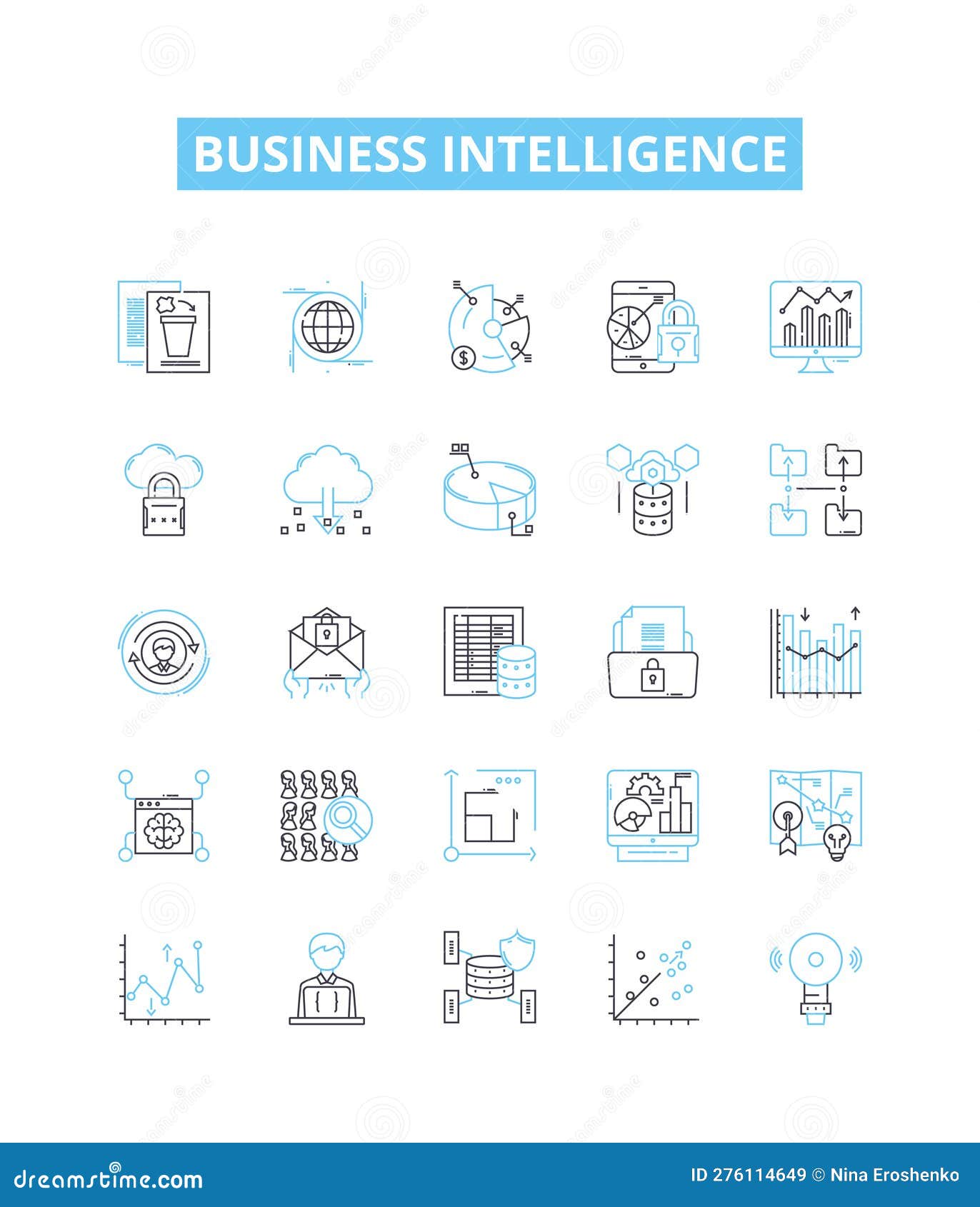 Business Intelligence Vector Line Icons Set. Business, Intelligence ...