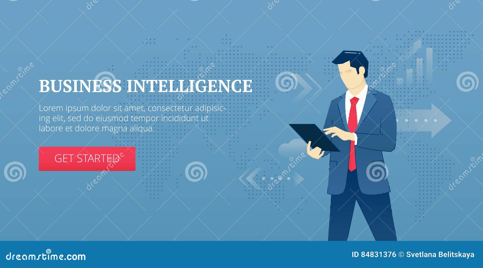 Business Intelligence Web Banner Stock Illustration - Illustration of ...