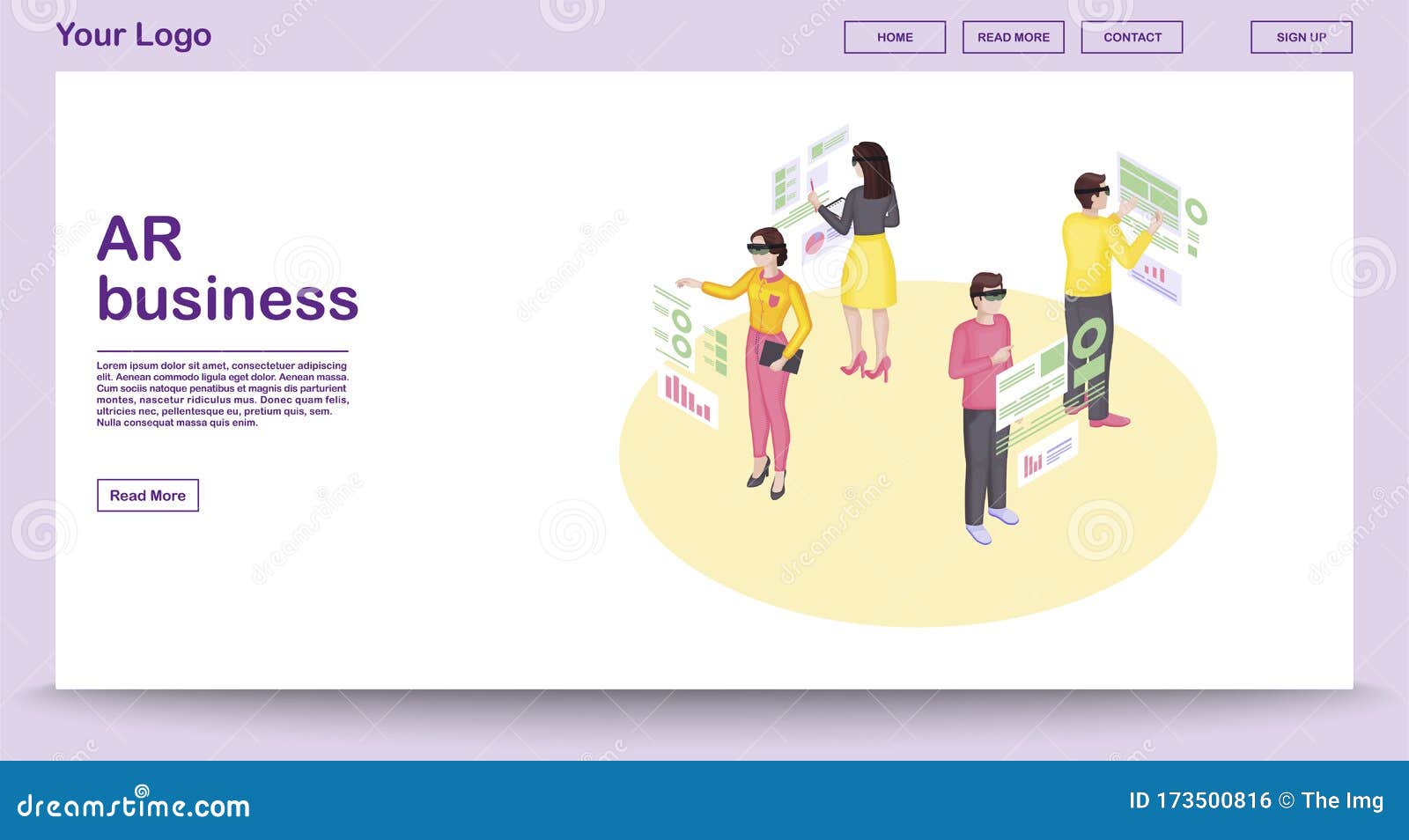 Business Intelligence Web Page Vector Template Stock Vector ...